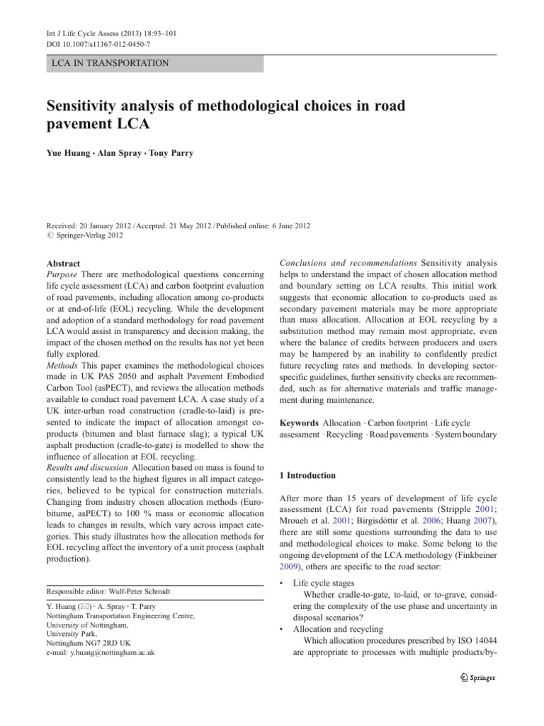 Sensitivity Analysis - LCA | PDF | Life Cycle Assessment | Concrete