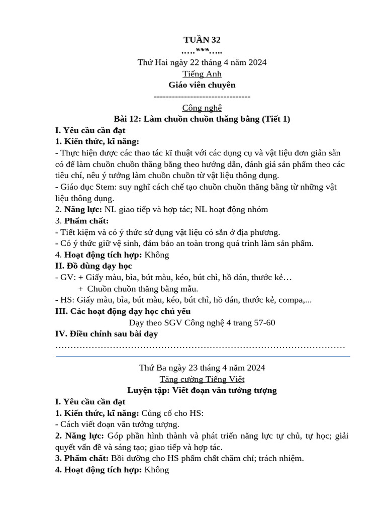 4A3 Tuần 32 phụ | PDF