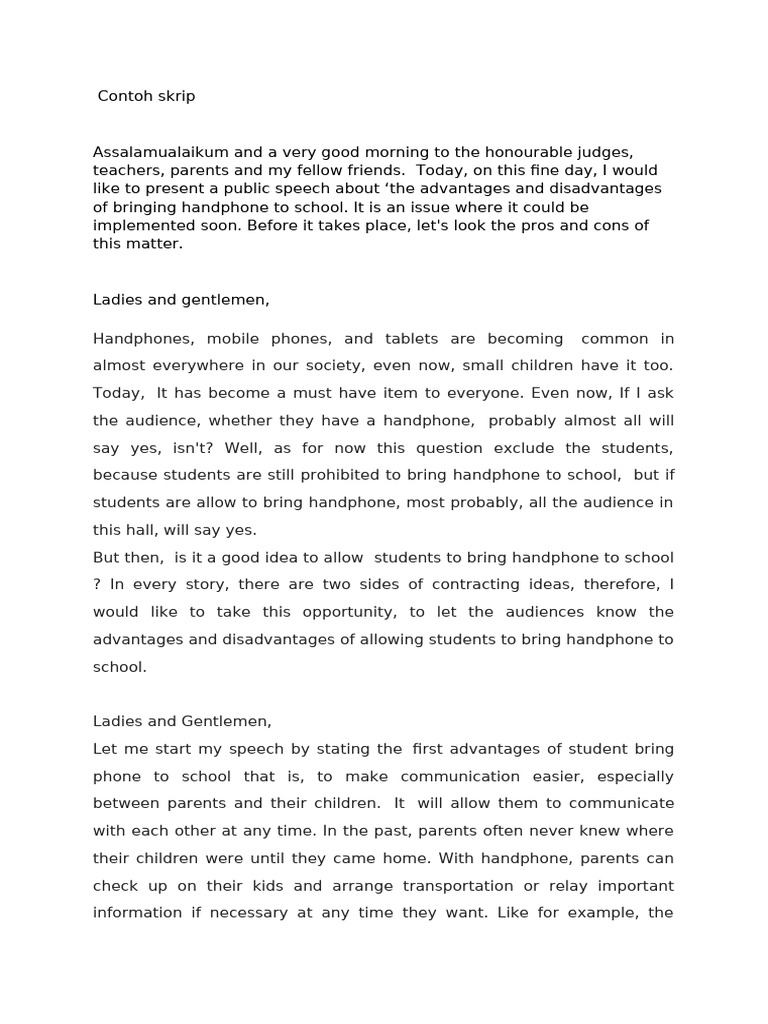 Contoh Skrip Public Speaking | PDF | Mobile Phones
