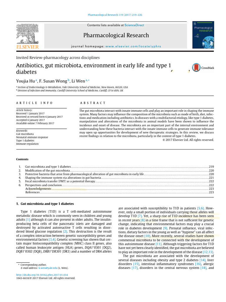 Antibiotics, Gut Microbiota, Environment in Early Life and Type 1 ...