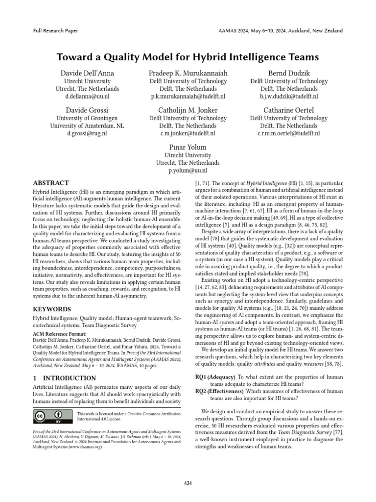 Quality Model for Hybrid Intelligence Teams | PDF | Artificial ...