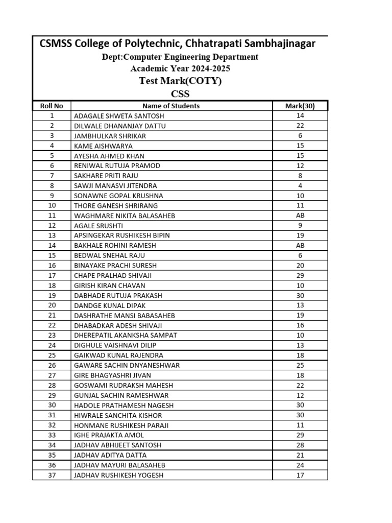 CSS TEST(Result) | PDF