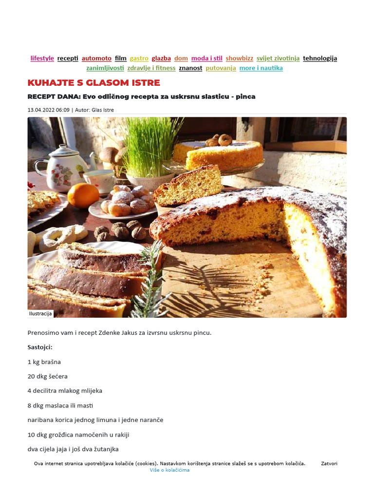 RECEPT DANA Evo Odličnog Recepta Za Uskrsnu Slasticu - Pinca - Glas ...