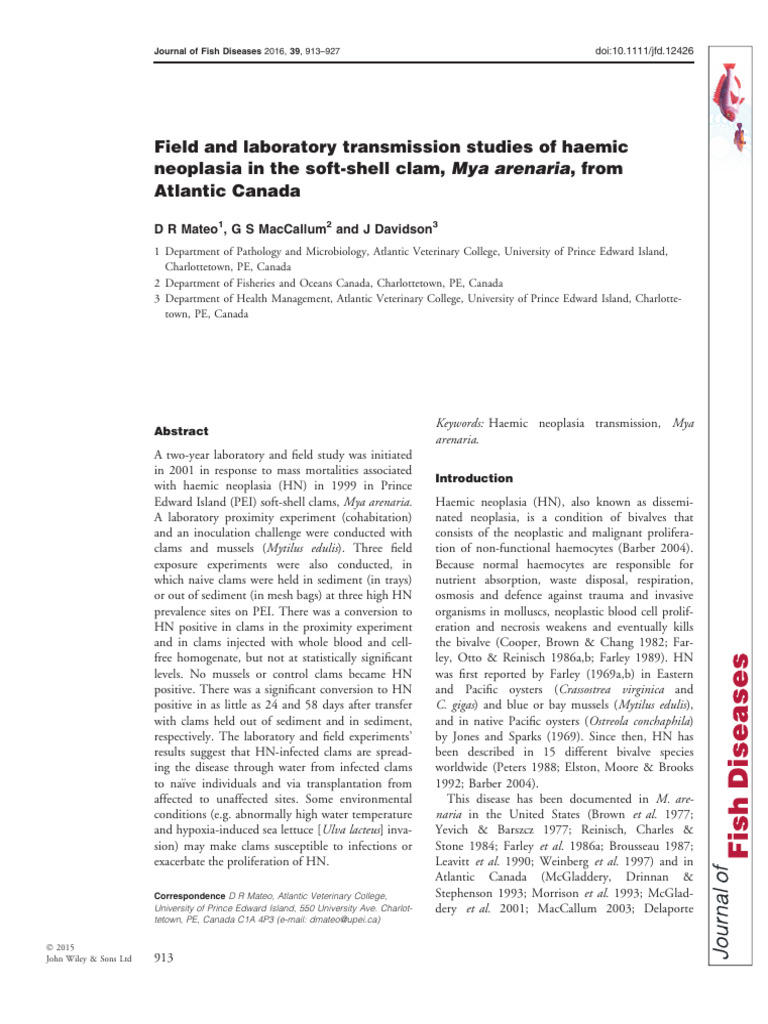 Journal of Fish Diseases - 2015 - Mateo - Field and Laboratory ...