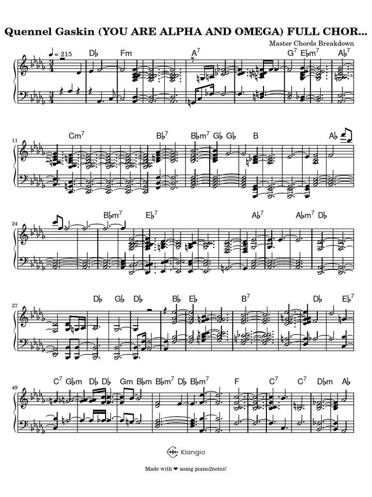 Quennel Gaskin (YOU ARE ALPHA AND OMEGA) FULL CHORDS BREAKDOWN | PDF