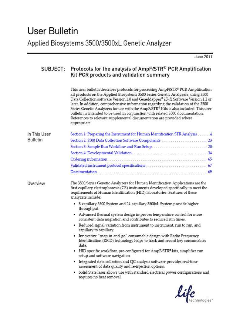 User Bulletin 3500_3500XL_ Genetic Analyzer | PDF | Calibration ...