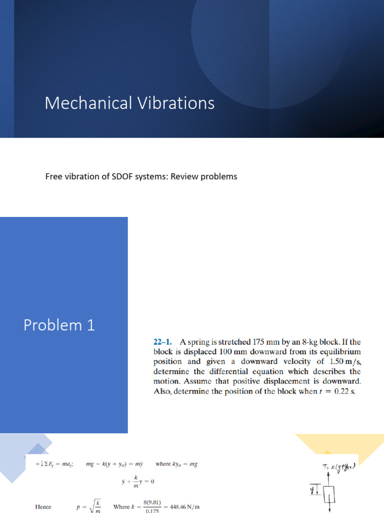 Mechanical Vibrations: Free Vibration of SDOF Systems: Review Problems | PDF
