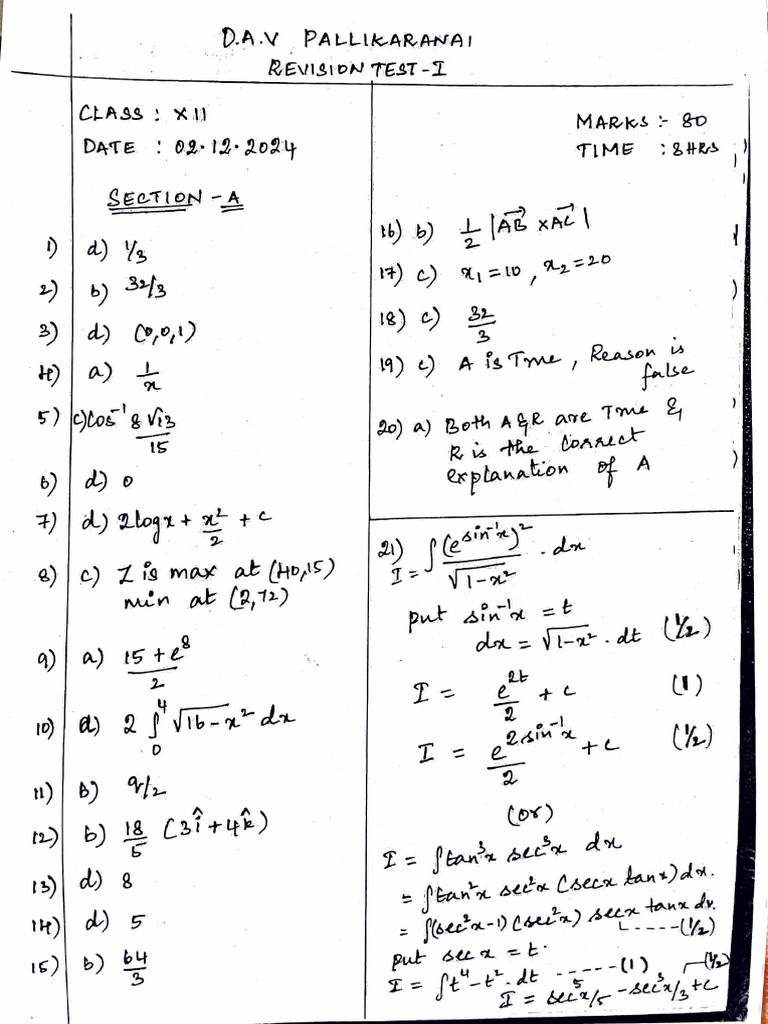 Revision 1 Answer Key | PDF