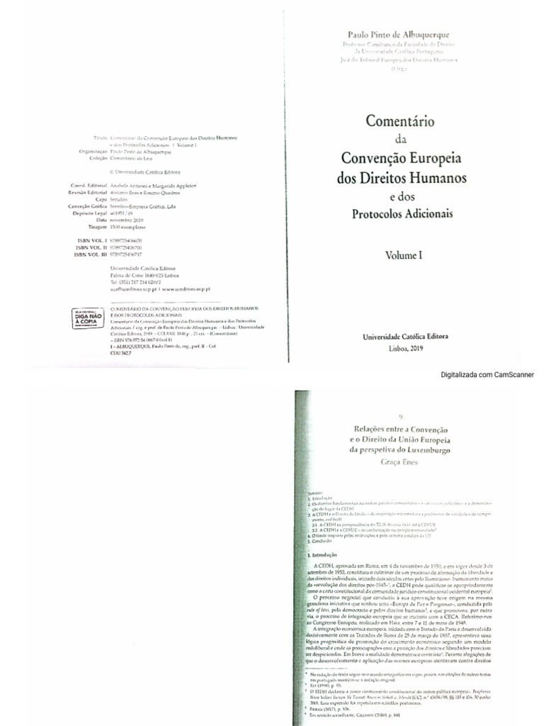 Comentário da CEDH e Protocolos Adicionais | PDF