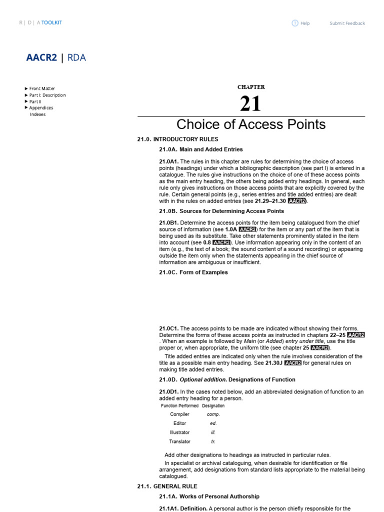 AACR2 Main and Added Entry Rules | PDF | Exegesis | Word