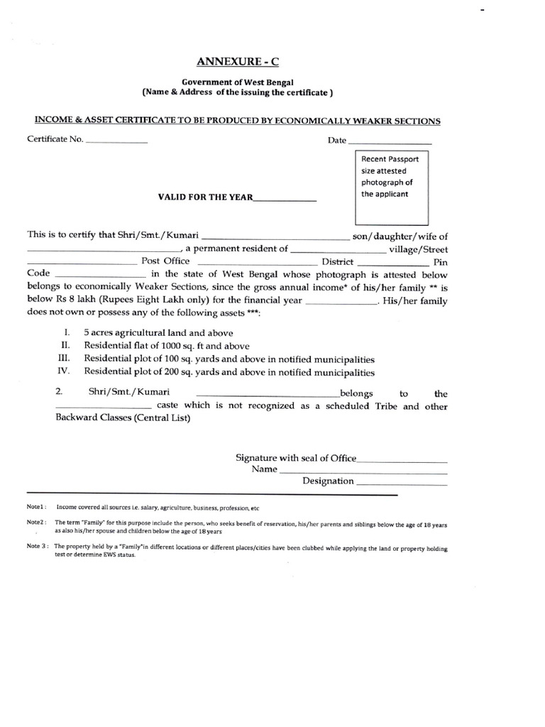 Annexure C Ews | PDF