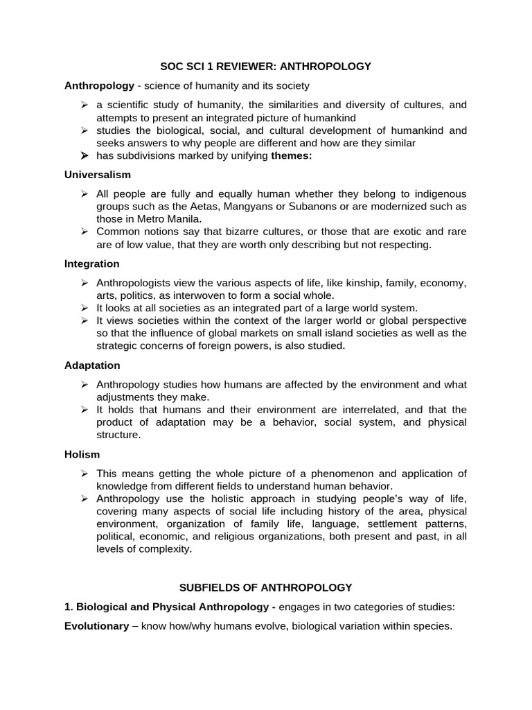 Soc Sci 1 Reviewer Anthropology | PDF | Anthropology | Lucy ...