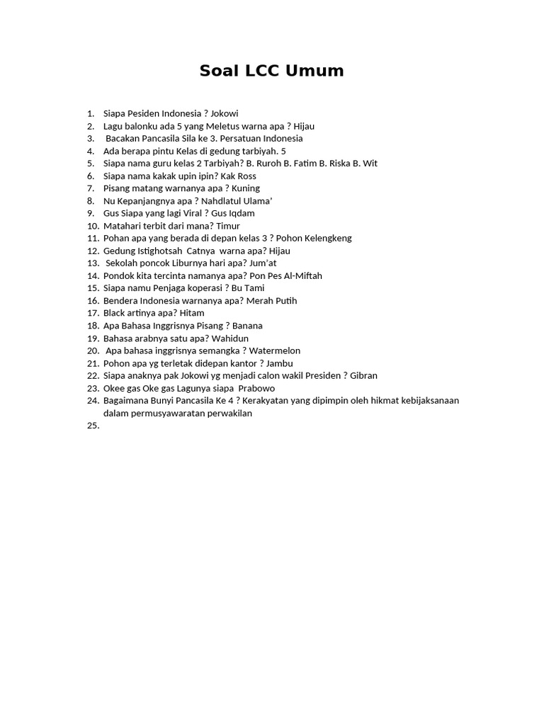 Soal LCC Umum | PDF