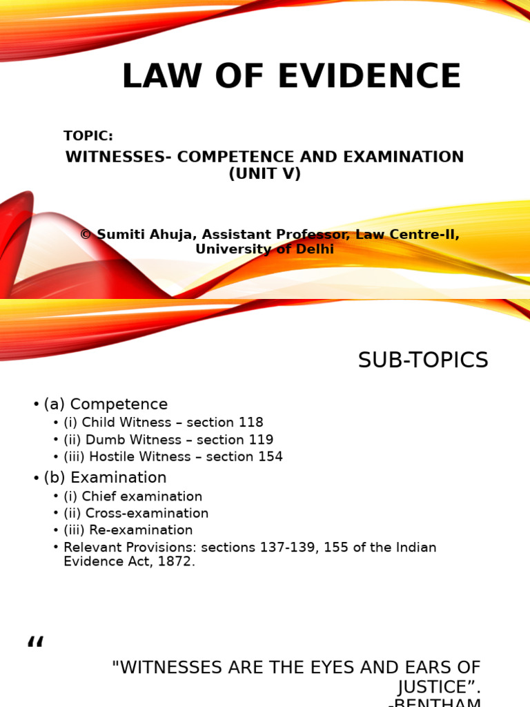 Witnesses-Competence and Examination | PDF | Witness | Testimony