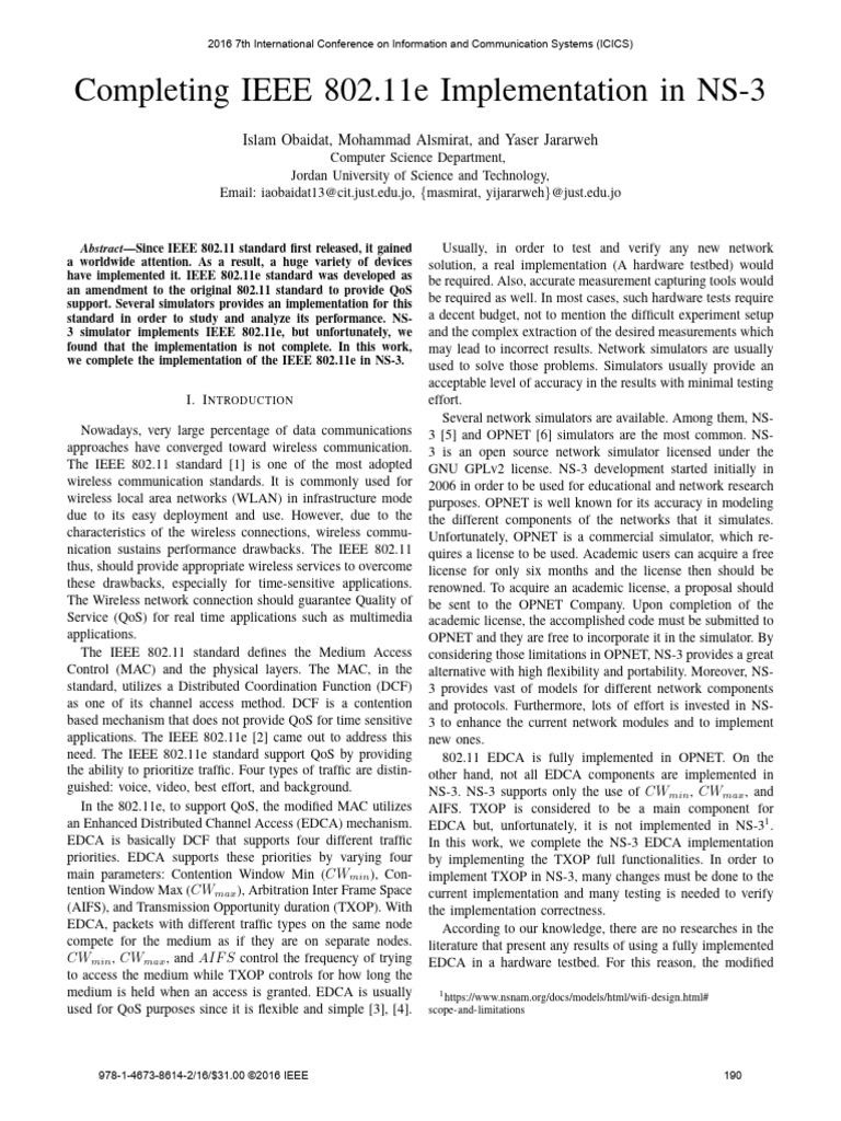 Complete IEEE 802.11e in NS-3 | PDF | Computer Network | Ieee 802.11