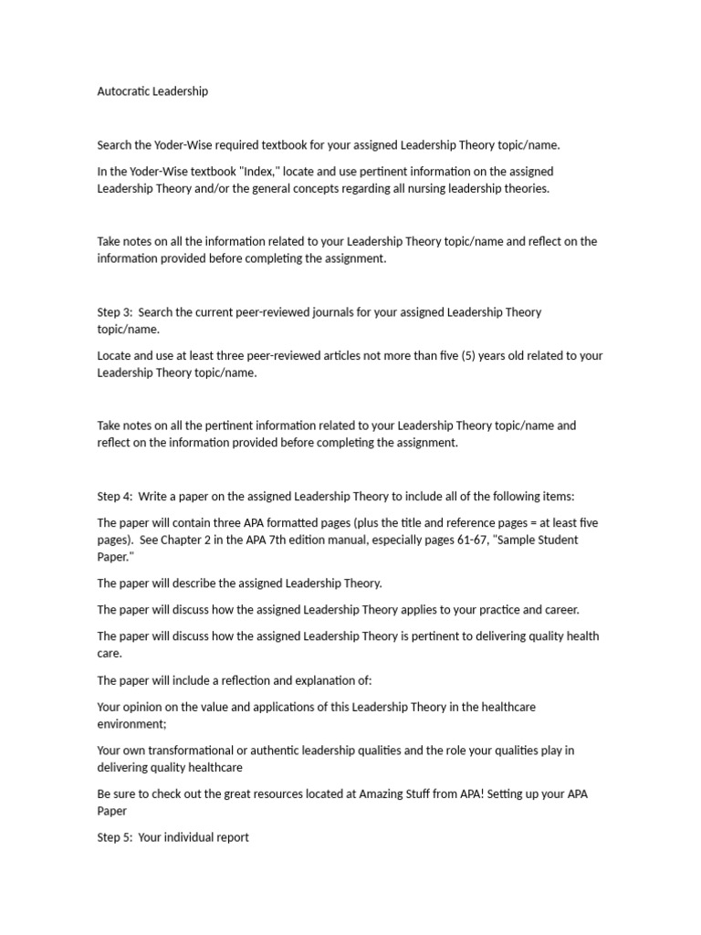 Autocratic Leadership | PDF | Apa Style