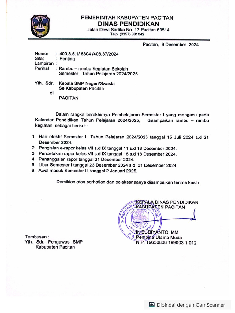 Rambu Rambu Kegiatan Sekolah SMP | PDF