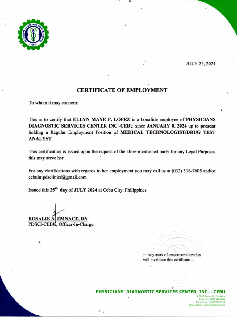 Certificate of Employment | PDF