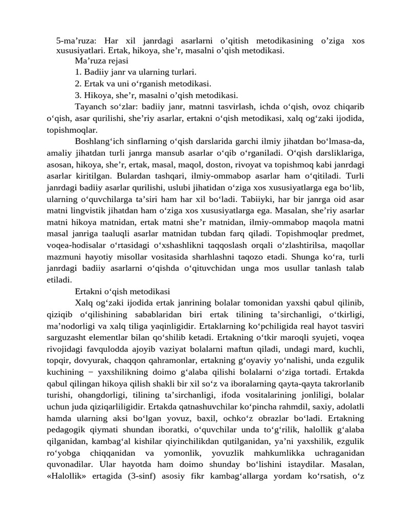 5 Mavzu - 5 Semestr | PDF