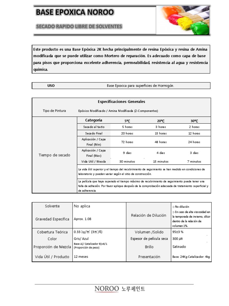 Base Epoxica Noroo | PDF | Hormigón | Epoxy