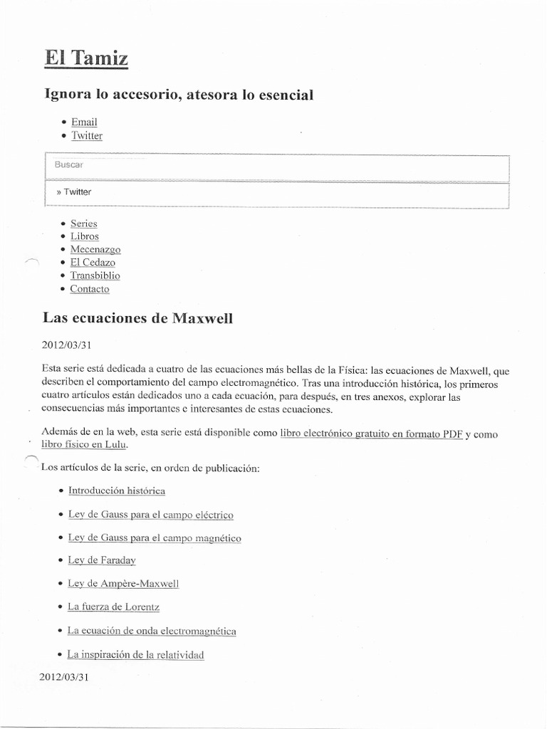 El Tamiz - Las Ecuaciones de Maxwell-310312 | PDF