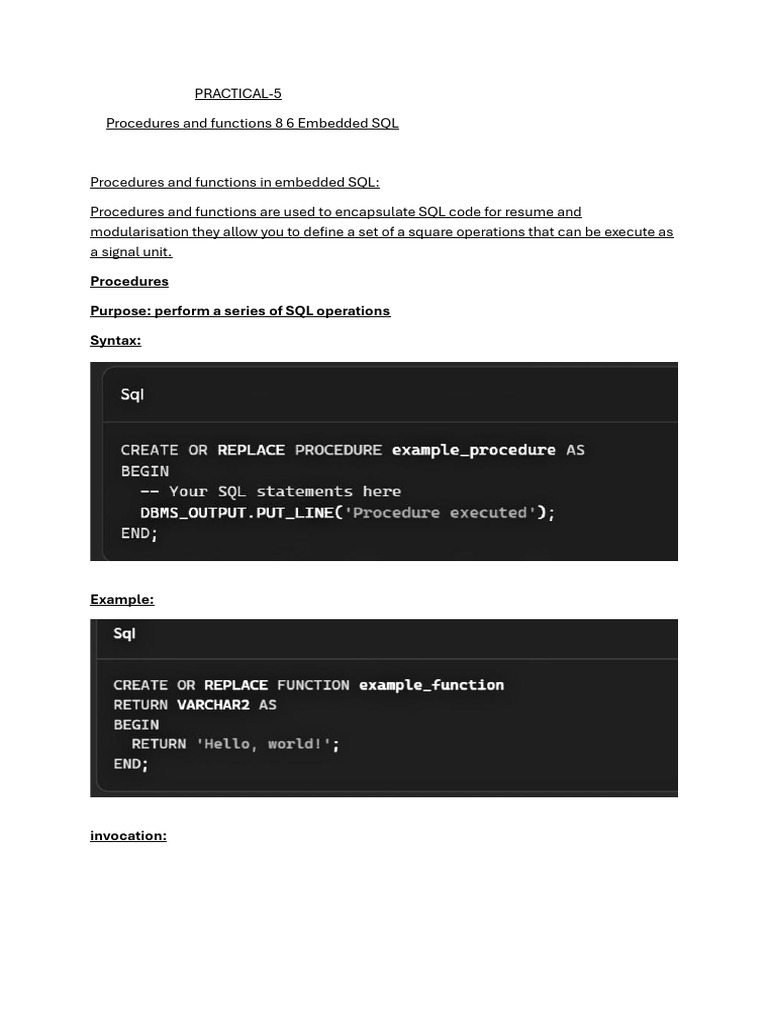 SQL Procedures & Functions Guide | PDF