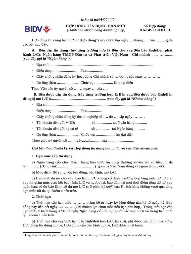 Mau So 04 HDTD Han Muc Doanh Nghiep | PDF