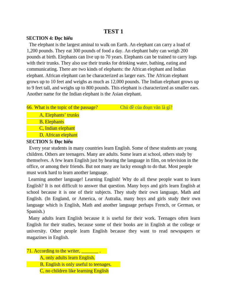 BAI DOC-DIEN TU | PDF | Jeans | Elephant