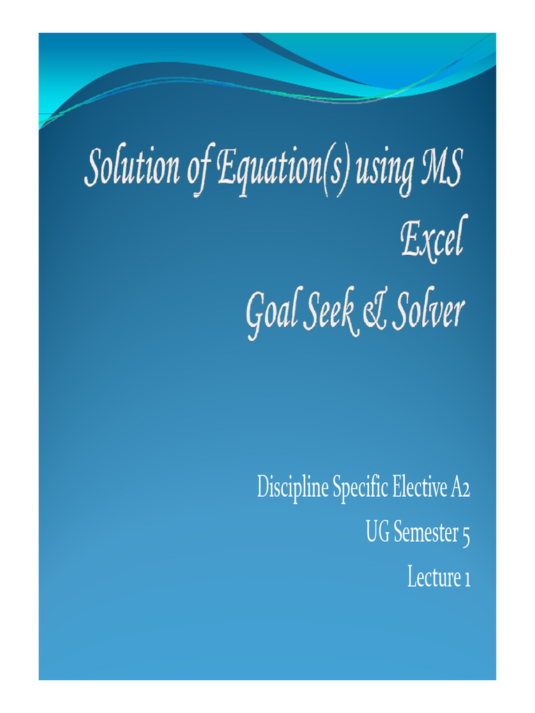 Goal Seek Solver | PDF | Mathematical Optimization | Applied Mathematics