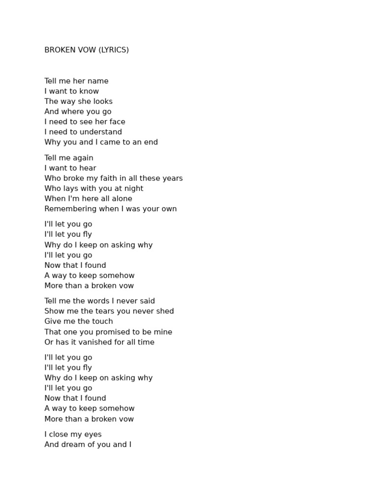 Broken Vow (Lyrics) | PDF