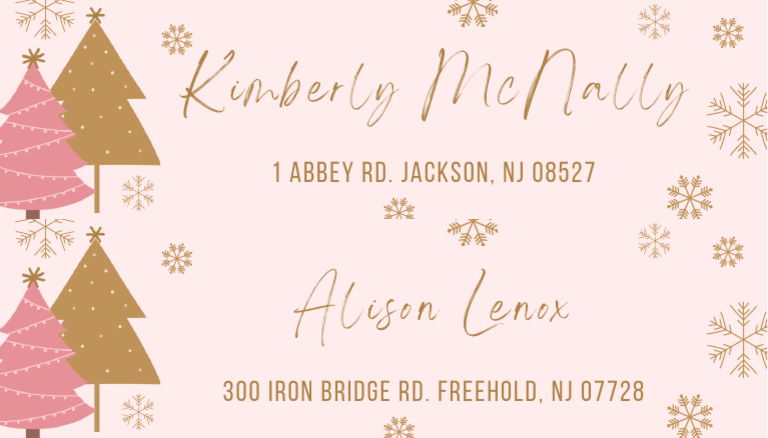 Pink and Gold Illustrated Christmas Mailing Label - Steven Milkowski | PDF