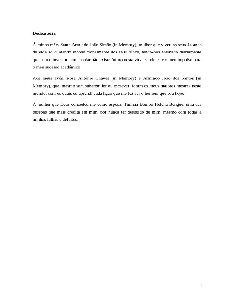 Dedicatória e Agradecimento | PDF