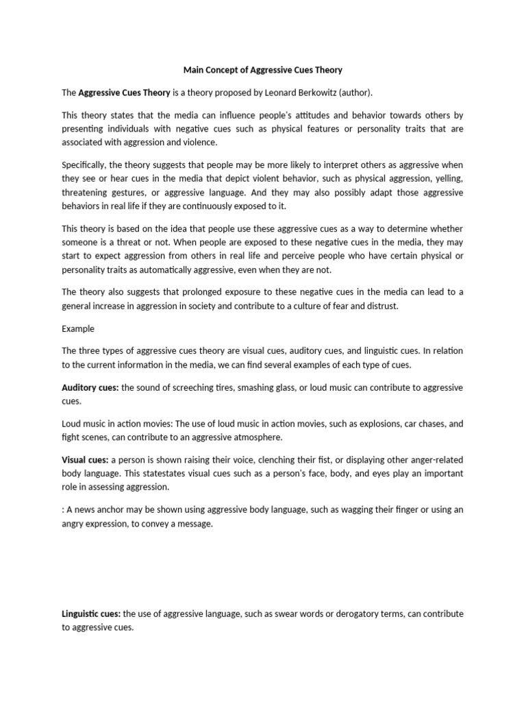 MIL Aggressive Cues Theory | PDF | Aggression | Body Language