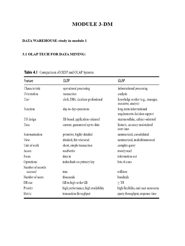 MODULE 3 DM | PDF | Data Warehouse | Databases