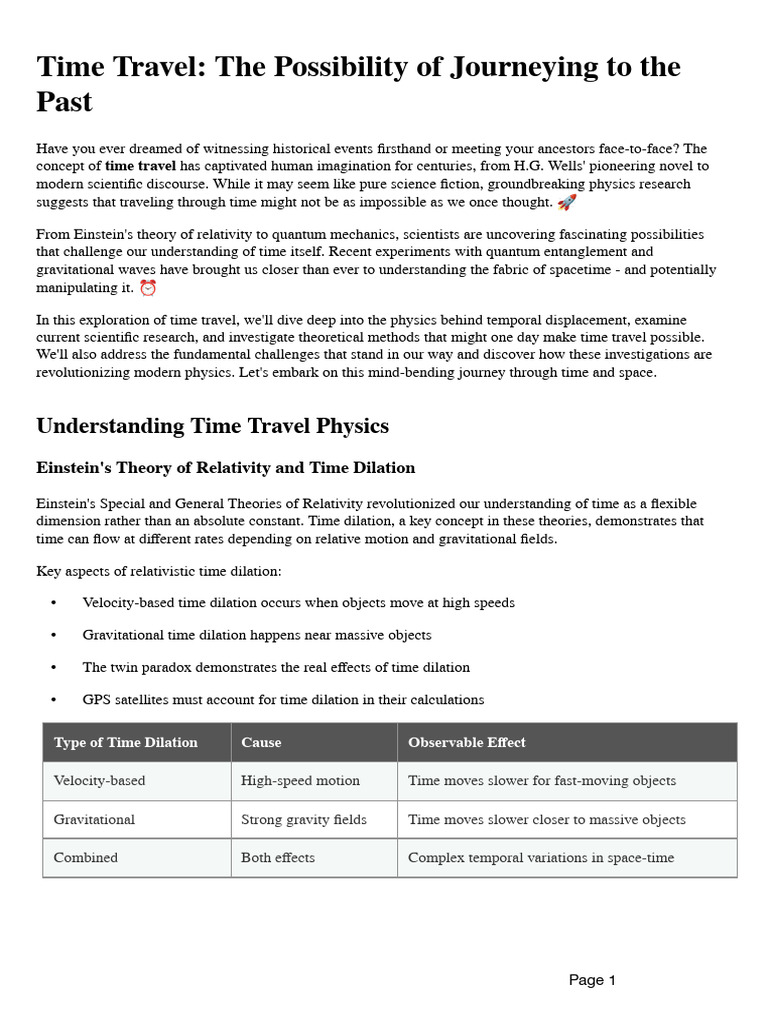 Blog POst | PDF | Time Travel | Time