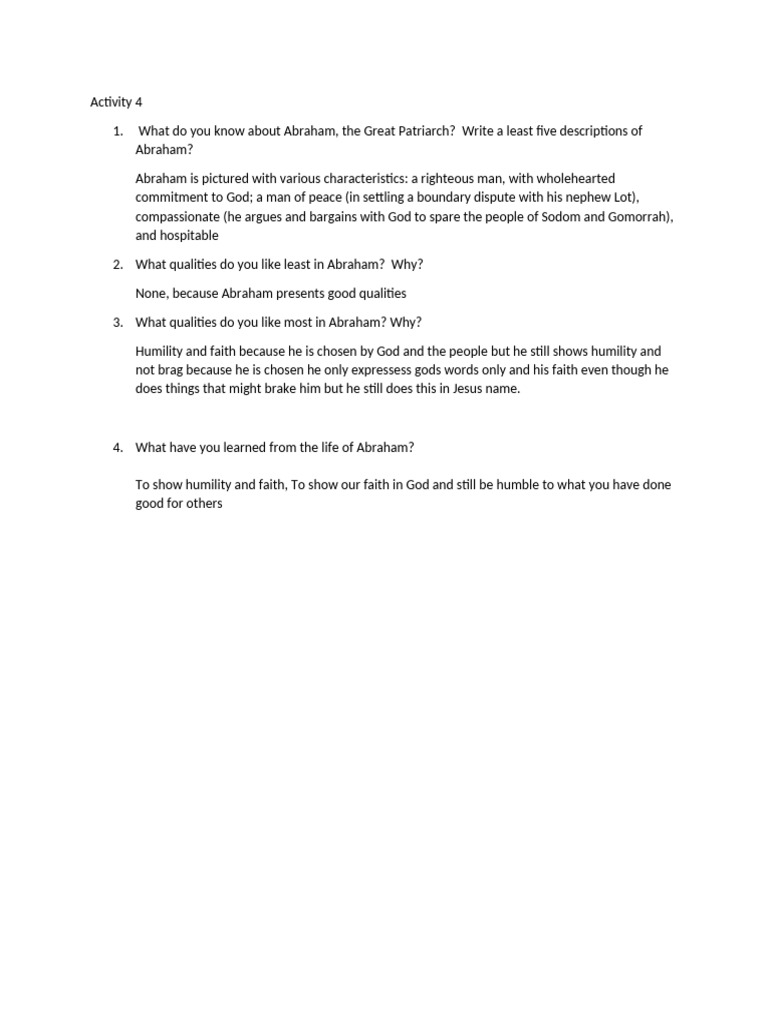 Salvation History Activity 4 | PDF