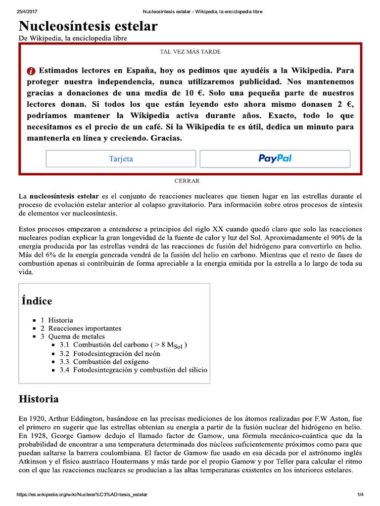 Nucleosíntesis Estelar | PDF