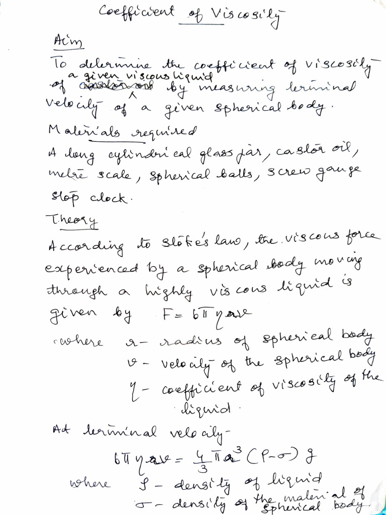 Lab Record Class 11 Viscocity | PDF