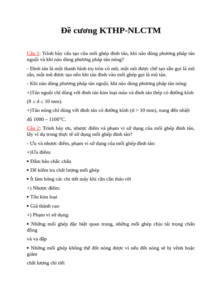 Đề cương KTHP | PDF