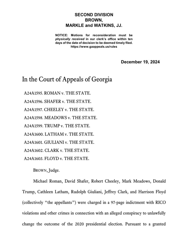 Georgia Appeals Court RICO Case Ruling | PDF | Prosecutor | Precedent