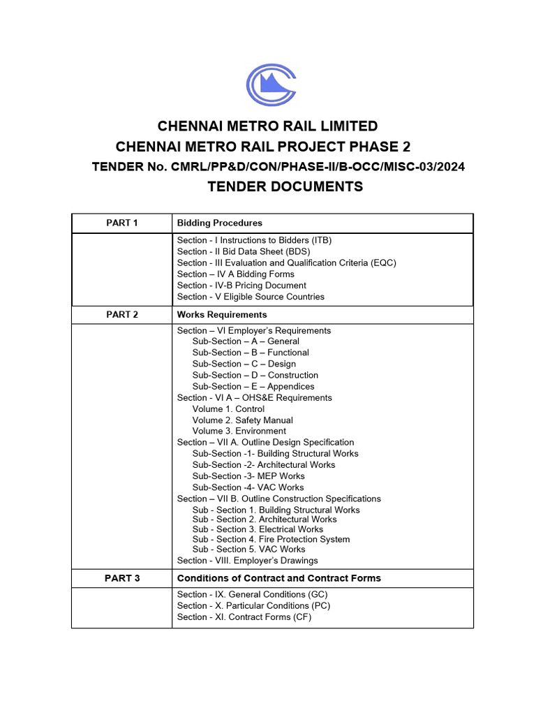 CMRL Phase 2 Tender Document Overview | PDF