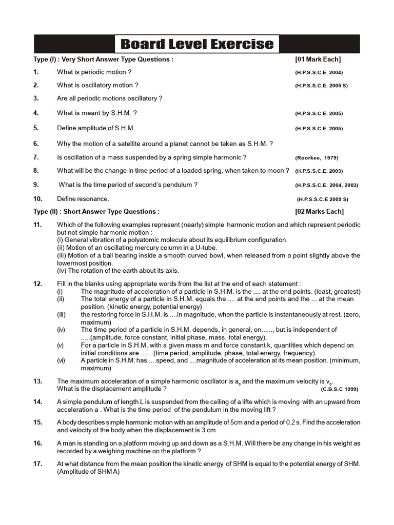 SHM Questions | PDF | Oscillation | Pendulum