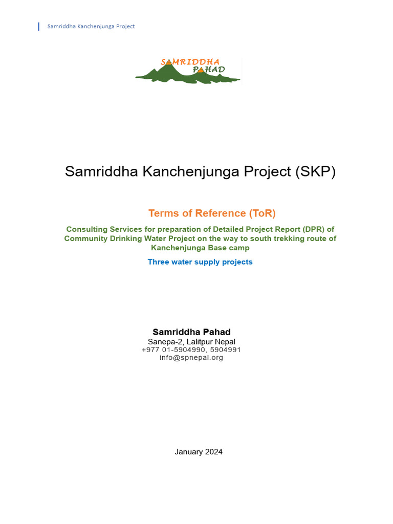 Samriddha Kanchenjunga Water Project DPR | PDF | Earth Sciences