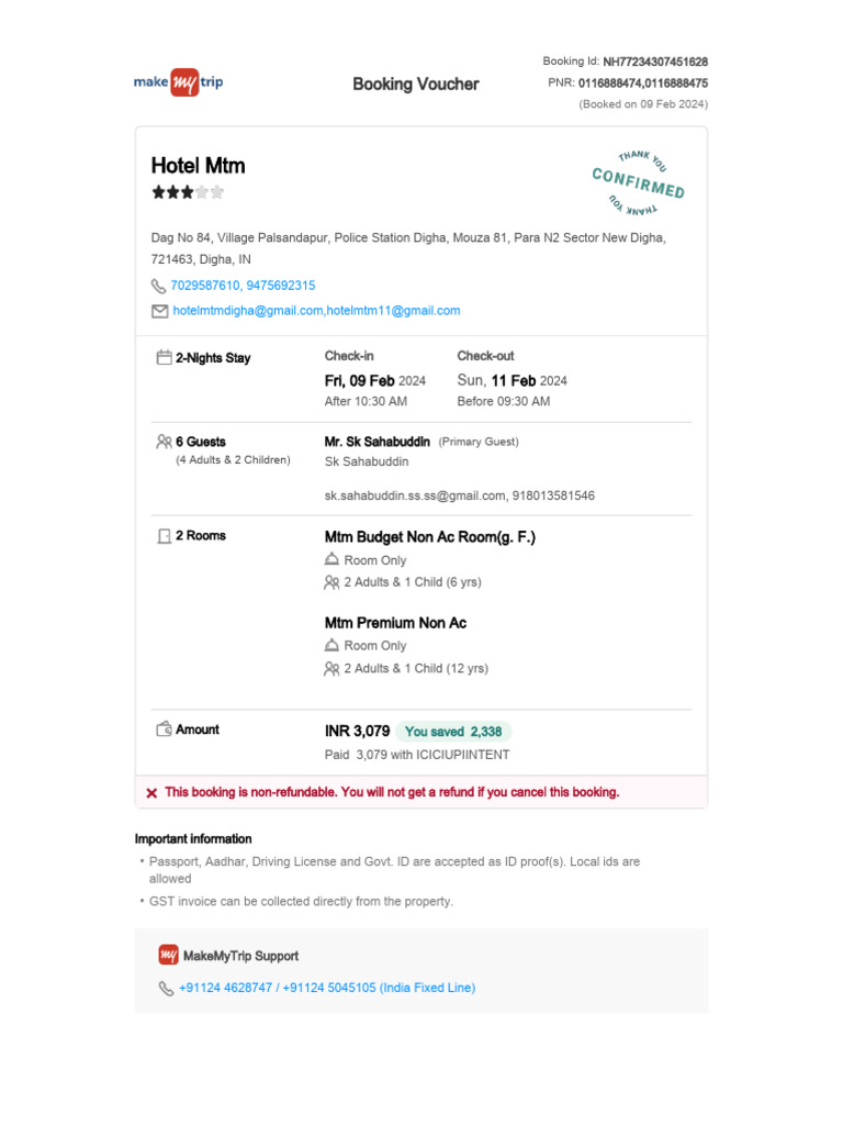 Booking Confirmation Voucher | PDF