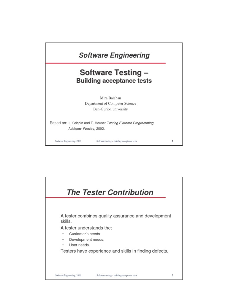 Acceptance Tests Pdf Software Testing Unit Testing