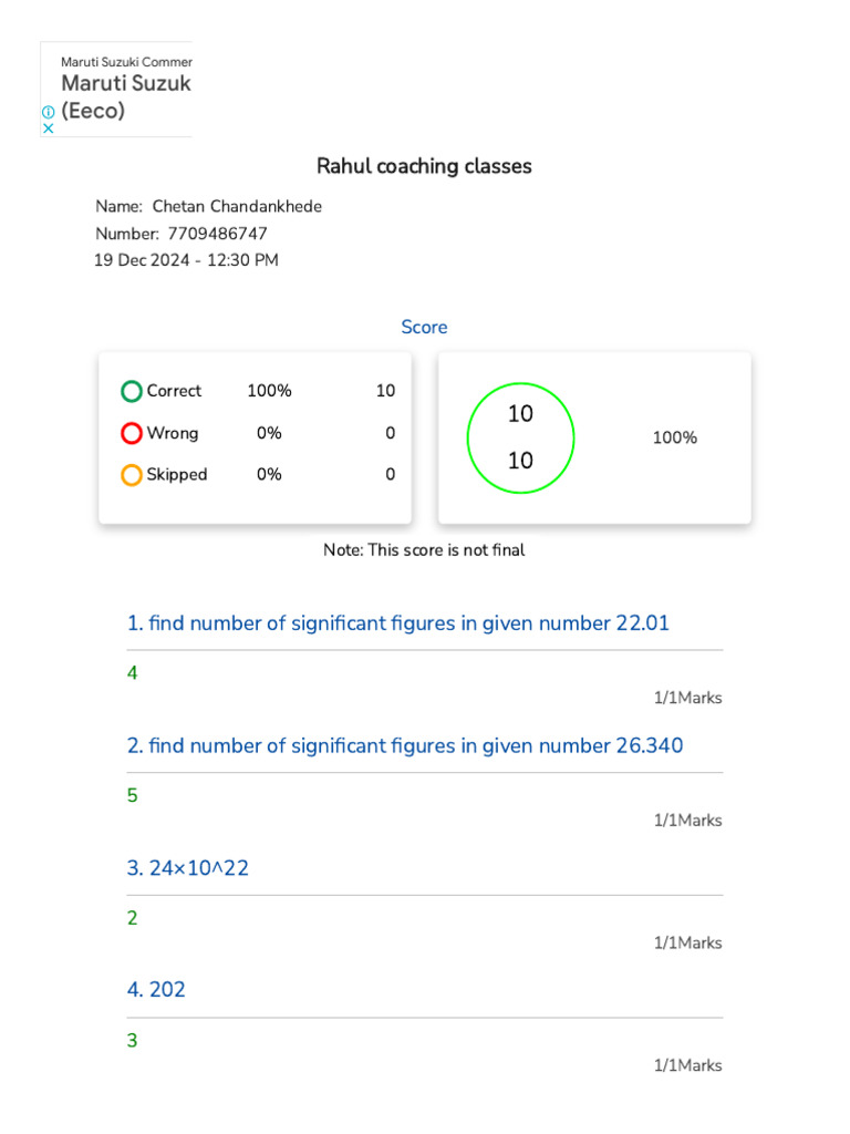 Answer Sheet (1) | PDF