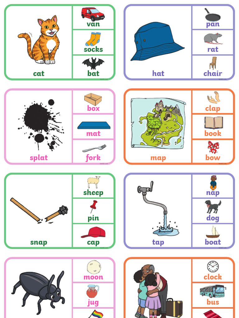 Rhyming Words Peg Matching Cards - Ver - 1 | PDF