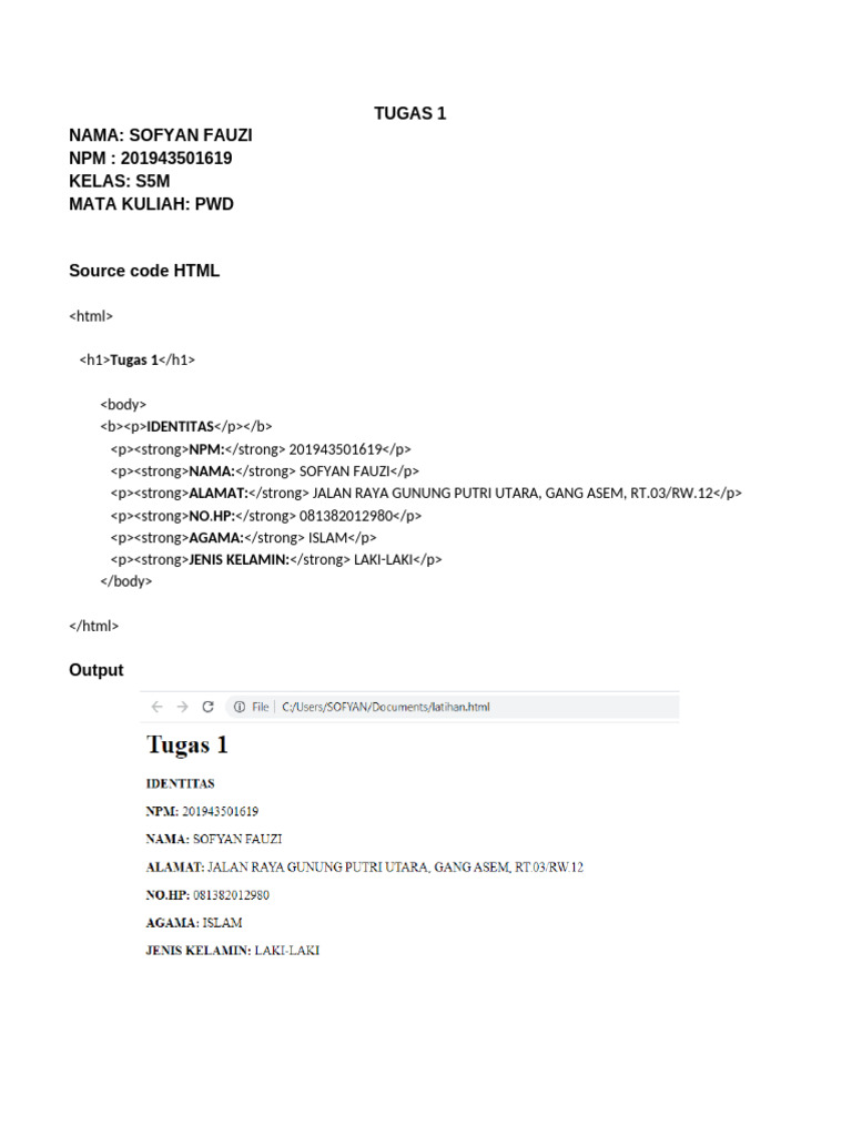 HTML Code for Personal Profile | PDF