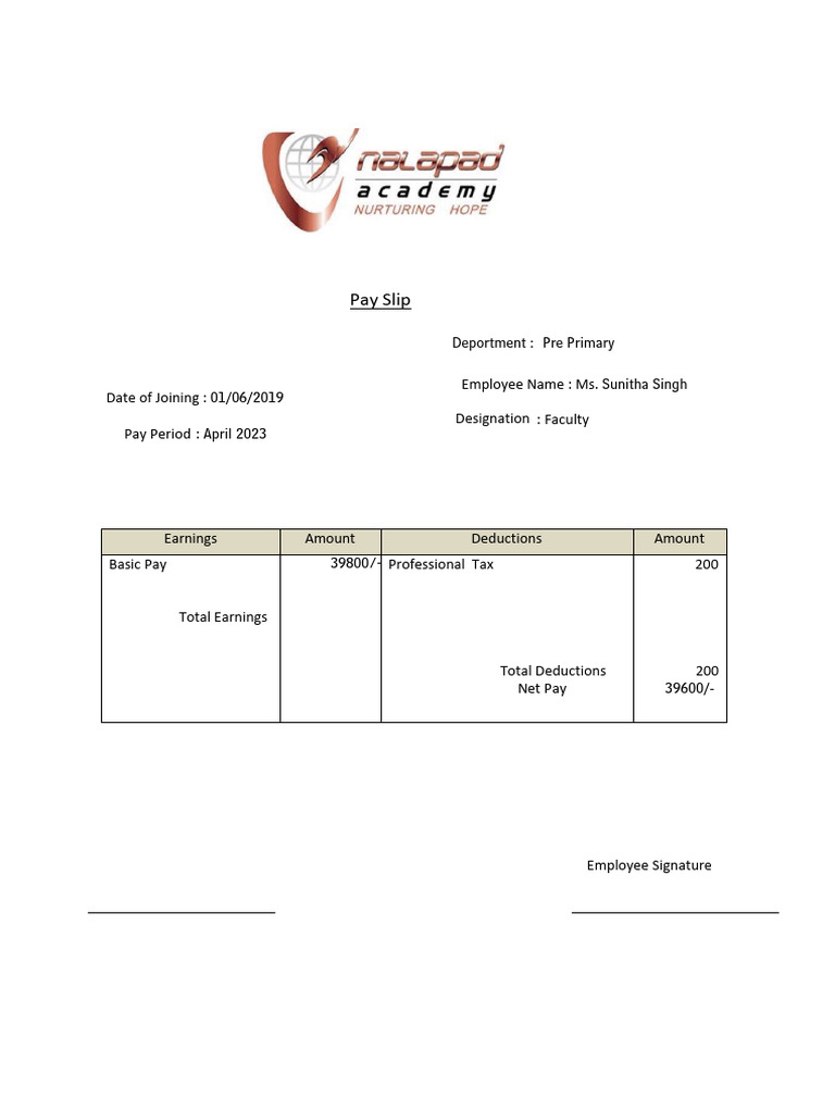 Sunitha Singh Payslip | PDF