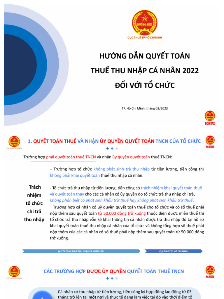 Tai lieu huong dan QTT TNCN 2023_Danh cho to chuc | PDF